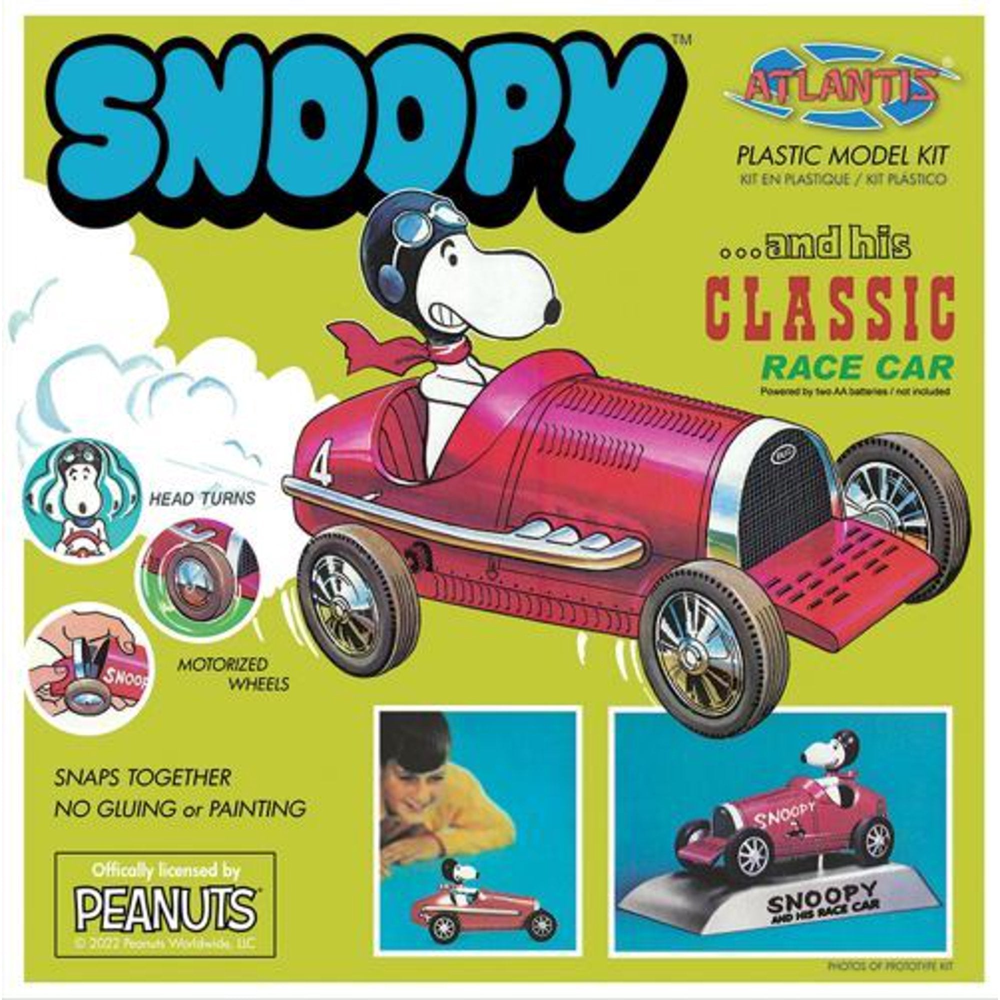 Snoopy and his Classic Race Car Motorized Snap Model Kit – The Hooded ...